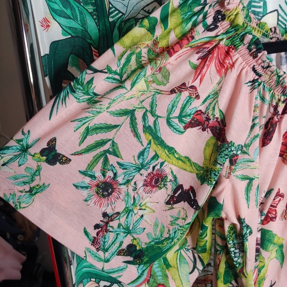 H&M | Dresses | Hm Pink Pattern Island Print Mumu Beach Cover Up Dress ...